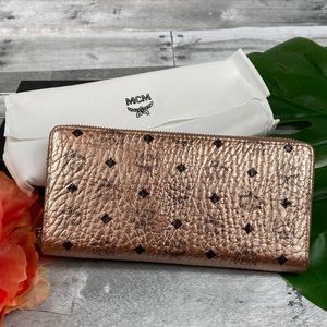 MCM | Bags | Mcm Champagne Rose Gold Zip Wallet Large | Poshmark
